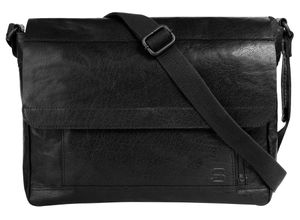 8718749076577 - Messenger Bag SPIKES & SPARROW Damen Gr B H T 35cm x 28cm x 8cm onesize schwarz Leder vintage Taschen echt Leder