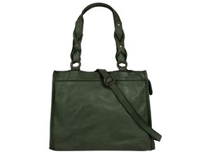 4262427392601 - Shopper SAMANTHA LOOK Damen Gr B H T 37cm x 27cm x 10cm onesize grün (dunkelgrün) Leder vintage Taschen echt Leder Made in Italy