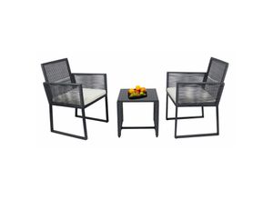 4051814439537 - 3-tlg Gartenmöbel Set Sitzgruppe Essgruppe 1xTisch 2x Stühle Tisch Maße ca H 45 x B 45 x T 45 cm Lounge Set - Fidola