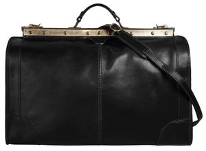 4260543032418 - Reisetasche PIKÉ LOMBARDIA GRANDE Gr B H T 52cm x 36cm x 25cm onesize schwarz Leder beschichtet glänzend Taschen echt Leder Made in Italy