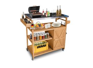4262481830033 - Coemo Servierwagen Grillstation James M Kücheninsel Holz auf Rollen 118 x 47 x 92 cm