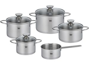 4006925725963 - Topf-Set ELO Galant Töpfe Gr + Höhe 275 cm silberfarben (edelstahlfarben) Topfsets iIntegriertes Öl-Dosiersystem (Oil Optimizer) Induktion