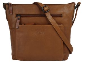 4260543052164 - Umhängetasche X-ZONE RFID Damen Gr B H T 27cm x 25cm x 5cm onesize braun (cognac) Leder leicht glänzend unifarben Taschen echt Leder