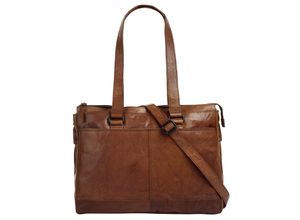 8718749066417 - Shopper SPIKES & SPARROW Damen Gr B H T 42cm x 28cm x 11cm onesize braun (cognac) Leder leicht glänzend unifarben Taschen echt Leder