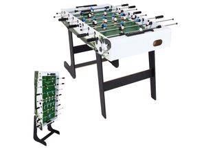 4057651538464 - Tischkicker Manchester Kicker Kickertisch Tischfussball klappbar 84x121x105 ~ weiß grün Fußballmotiv