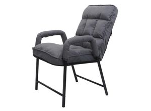 4057651780269 - Esszimmerstuhl MCW-K40 Stuhl Polsterstuhl 160kg belastbar Rückenlehne verstellbar Metall ~ Stoff Textil dunkelgrau