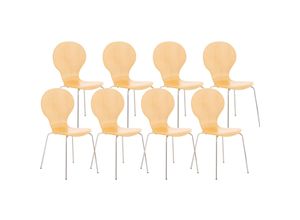 4251152617172 - 8 x Stapelstuhl Diego I Ergonomischer Konferenzstuhl Mit Holzsitz Und Metallgestell I Stapelbarer Stuhl Mit Pflegeleichter Sitzfläche