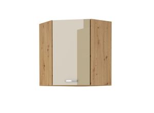 4260304597682 - Eckhängeschrank 60x60 Eiche Artisan Cappuccino Hochglanz Küchenzeile Küchenblock