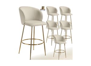 4061173271433 - tectake® Barstuhl in Samtoptik gepolstert schlanke robuste Stahlbeine 51 x 60 x 106 cm Belastbarkeit 120 kg