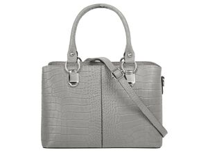 4260543055073 - Umhängetasche CLUTY Damen Gr B H T 24cm x 16cm x 7cm onesize grau Leder Taschen echt Leder Made in Italy