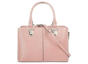 4260543055103 - Umhängetasche CLUTY Damen Gr B H T 24cm x 16cm x 7cm onesize rosa Leder Taschen echt Leder Made in Italy