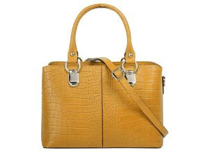 4260543055066 - Umhängetasche CLUTY Damen Gr B H T 24cm x 16cm x 7cm onesize gelb Leder Taschen echt Leder Made in Italy