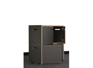 0742832753913 - Mehrzweckregal TOJO hochstapler grau (anthrazit) B76cm H383cm T32cm MDF Regale Mehrzweckregal Standregal Grund- und Anbaumodule die miteinander kombiniert werden können