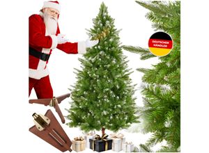 4061173269782 - tectake® Weihnachtsbaum  künstlich in Grün PVC- und Spritzgussnadeln beschneite Spitzen formbar mit viel Volumen klappbarer Baumständer aus Holz 110 x 180 cm