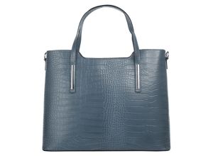 4260543048921 - Henkeltasche CLUTY Damen Gr B H T 37cm x 29cm x 16cm onesize blau Leder Reptilienprägung Taschen echt Leder Made in Italy