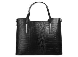 4260543042288 - Henkeltasche CLUTY Damen Gr B H T 37cm x 29cm x 16cm onesize schwarz Leder Reptilienprägung Taschen echt Leder Made in Italy