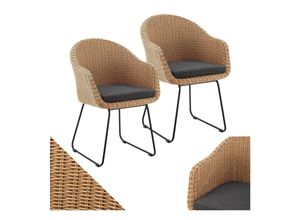 4260565529934 - Rattan Korbsessel Cody 4er Set mit Kissen - Indoor & Outdoor Rattanstühle - Korbstühle Natur