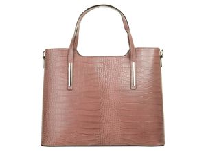 4260543048914 - Henkeltasche CLUTY Damen Gr B H T 37cm x 29cm x 16cm onesize rosa (alt rosa) Leder Reptilienprägung Taschen echt Leder Made in Italy