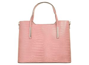 4260543048907 - Henkeltasche CLUTY Damen Gr B H T 37cm x 29cm x 16cm onesize rosa Leder Reptilienprägung Taschen echt Leder Made in Italy