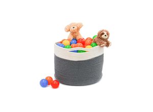 4057216044256 - - 34x25 Baumwoll Seilkorb 20L Aufbewahrungskorb Boho Wäschekorb Kinderzimmer Korb - grau
