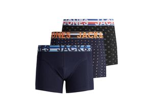 5713757524488 - Jack & Jones - 3er-Pack Unterhosen in Marineblau und Schwarz mit punktförmigem und geometrischem Muster-Black