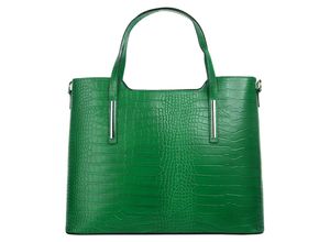 4260543048945 - Henkeltasche CLUTY Damen Gr B H T 37cm x 29cm x 16cm onesize grün Leder Reptilienprägung Taschen echt Leder Made in Italy