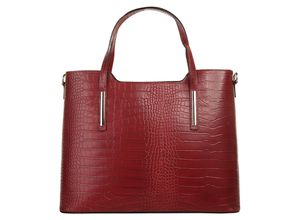 4260543043254 - Henkeltasche CLUTY Damen Gr B H T 37cm x 29cm x 16cm onesize rot Leder Reptilienprägung Taschen echt Leder Made in Italy