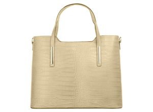 4260543048891 - Henkeltasche CLUTY Damen Gr B H T 37cm x 29cm x 16cm onesize beige Leder Reptilienprägung Taschen echt Leder Made in Italy