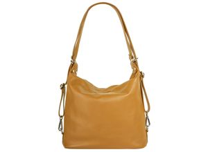 4260543057725 - Shopper SAMANTHA LOOK Damen Gr B H T 31cm x 29cm x 11cm onesize gelb Leder leicht glänzend unifarben Taschen echt Leder Made in Italy