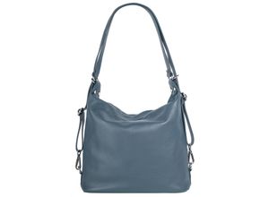 4260543057671 - Shopper SAMANTHA LOOK Damen Gr B H T 31cm x 29cm x 11cm onesize blau Leder leicht glänzend unifarben Taschen echt Leder Made in Italy