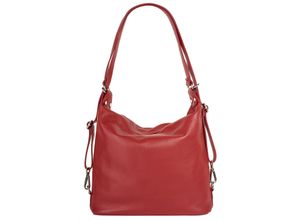 4260543057633 - Shopper SAMANTHA LOOK Damen Gr B H T 31cm x 29cm x 11cm onesize rot Leder leicht glänzend unifarben Taschen echt Leder Made in Italy