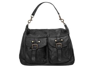 4260543040055 - Umhängetasche SAMANTHA LOOK Damen Gr B H T 40cm x 32cm x 17cm onesize schwarz Leder vintage Taschen echt Leder Made in Italy