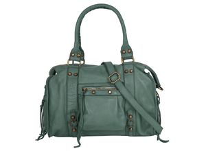 4260543048075 - Shopper SAMANTHA LOOK Damen Gr B H T 34cm x 27cm x 12cm onesize grün (mint) Leder vintage Taschen echt Leder Made in Italy