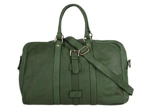4262427390577 - Reisetasche FORTY Gr B H T 53cm x 30cm x 20cm onesize grün Leder leicht glänzend unifarben Taschen echt Leder Made in Italy