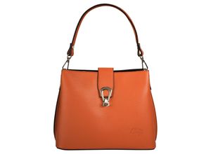 4262427393028 - Umhängetasche CLUTY Damen Gr B H T 25cm x 21cm x 13cm onesize orange Leder leicht glänzend unifarben Taschen echt Leder Made in Italy