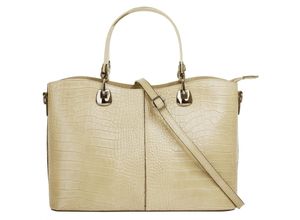 4260543049508 - Henkeltasche CLUTY Damen Gr B H T 32cm x 22cm x 11cm onesize beige Leder Reptilienprägung Taschen echt Leder Made in Italy