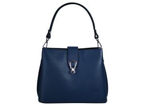 4262427392984 - Umhängetasche CLUTY Damen Gr B H T 25cm x 21cm x 13cm onesize blau Leder leicht glänzend unifarben Taschen echt Leder Made in Italy