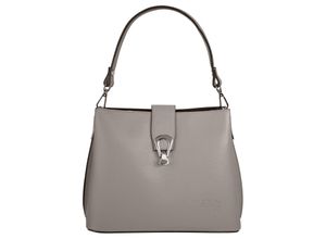 4262427393004 - Umhängetasche CLUTY Damen Gr B H T 25cm x 21cm x 13cm onesize grau Leder leicht glänzend unifarben Taschen echt Leder Made in Italy