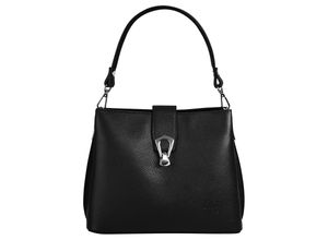 4262427393011 - Umhängetasche CLUTY Damen Gr B H T 25cm x 21cm x 13cm onesize schwarz Leder leicht glänzend unifarben Taschen echt Leder Made in Italy