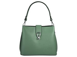 4262427392977 - Umhängetasche CLUTY Damen Gr B H T 25cm x 21cm x 13cm onesize grün Leder leicht glänzend unifarben Taschen echt Leder Made in Italy