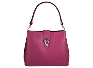 4262427393035 - Umhängetasche CLUTY Damen Gr B H T 25cm x 21cm x 13cm onesize pink Leder leicht glänzend unifarben Taschen echt Leder Made in Italy
