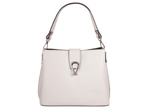 4262427392946 - Umhängetasche CLUTY Damen Gr B H T 25cm x 21cm x 13cm onesize weiß Leder leicht glänzend unifarben Taschen echt Leder Made in Italy
