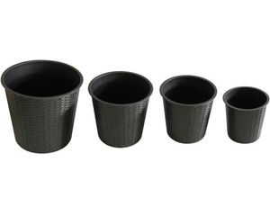 4052304262482 - Kynast Pflanztopf 4er Set rund 24 28 31 38 cm Polyrattan schwarzbraun wetterfest