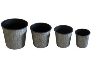 4036812129055 - Kynast Pflanztopf 4er Set rund 24 28 31 38 cm Polyrattan grau wetterfest
