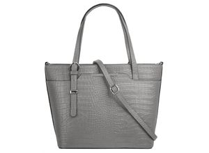 4260543054595 - Henkeltasche CLUTY Damen Gr B H T 35cm x 28cm x 12cm onesize grau Leder Reptilienprägung Taschen echt Leder Made in Italy