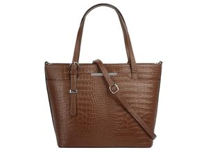4260543054601 - Henkeltasche CLUTY Damen Gr B H T 35cm x 28cm x 12cm onesize braun (cognac) Leder Reptilienprägung Taschen echt Leder Made in Italy