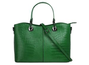 4260543049553 - Henkeltasche CLUTY Damen Gr B H T 32cm x 22cm x 11cm onesize grün Leder Reptilienprägung Taschen echt Leder Made in Italy
