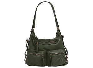 4260543053895 - Shopper SAMANTHA LOOK Damen Gr B H T 34cm x 33cm x 13cm onesize grün (dunkelgrün) Leder vintage Taschen echt Leder Made in Italy