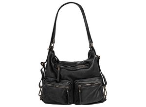 4260543053857 - Shopper SAMANTHA LOOK Damen Gr B H T 34cm x 33cm x 13cm onesize schwarz Leder vintage Taschen echt Leder Made in Italy