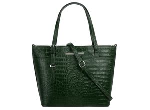 4260543054663 - Henkeltasche CLUTY Damen Gr B H T 35cm x 28cm x 12cm onesize grün (dunkelgrün) Leder Reptilienprägung Taschen echt Leder Made in Italy
